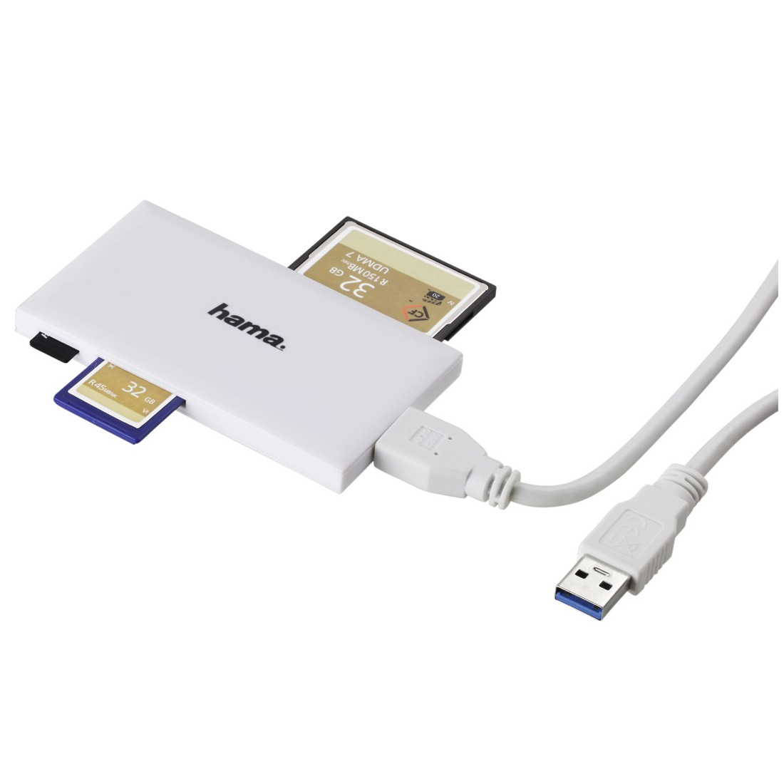 Hama USB-3.0-multi-kaartlezer, SD/microSD/CF, wit OUTLET - Kamera Express