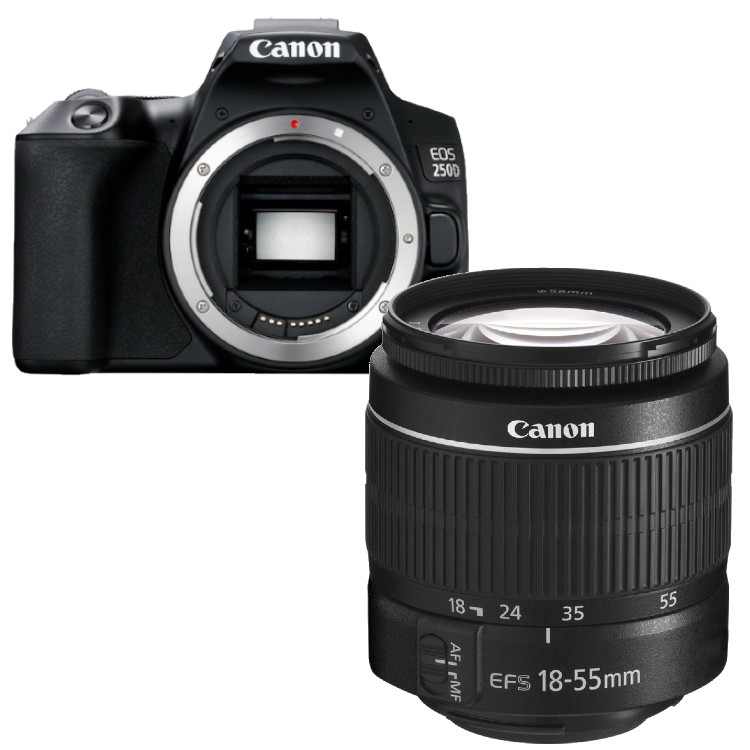 Canon EOS 250D zwart + 18-55mm DC III OUTLET - Kamera Express